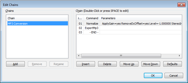 Edit Chains - Audacity Manual